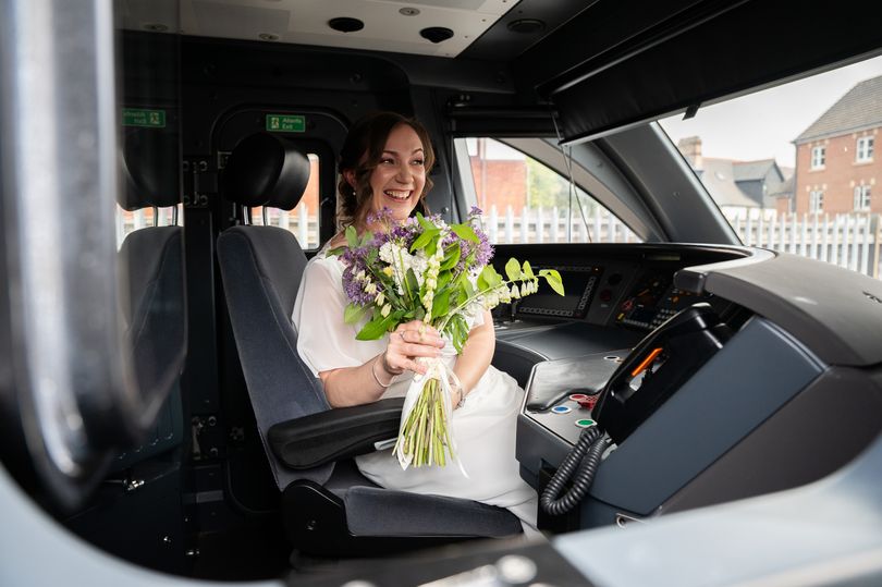 Forget the stretch limo Welsh bride catches train for her big wedding day