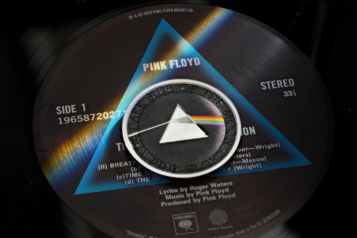 Pink Floyd rainbow prism effect coins launched by the Royal Mint
