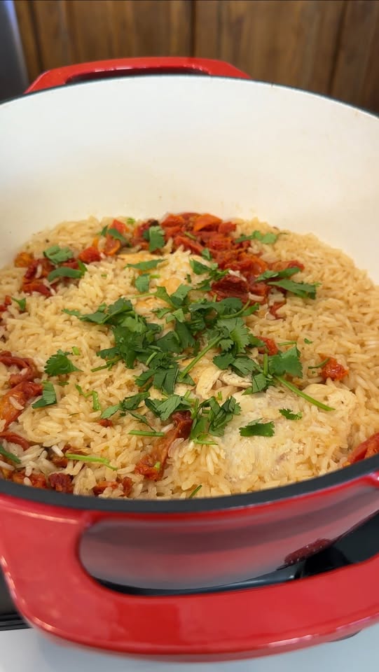 Chicken and rice dinner with sun dried tomatoes