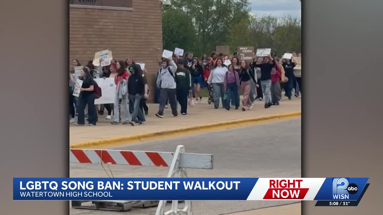 Watertown students walk out over LGBTQ song ban