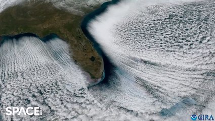 Stunning 'cloud streets' surround Florida during arctic blast in time-lapse