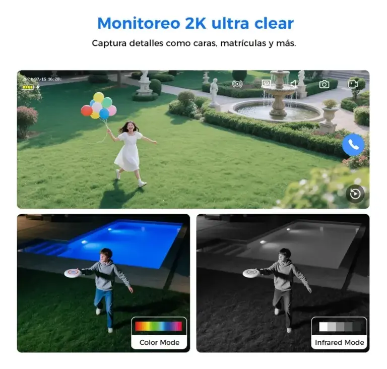 Kit de 4 cámaras de vigilancia solares con visión nocturna y más del 30 ...