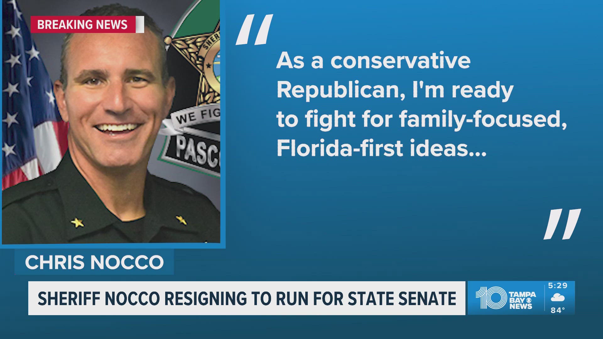 Pasco County Sheriff Chris Nocco says he's resigning to run for state ...