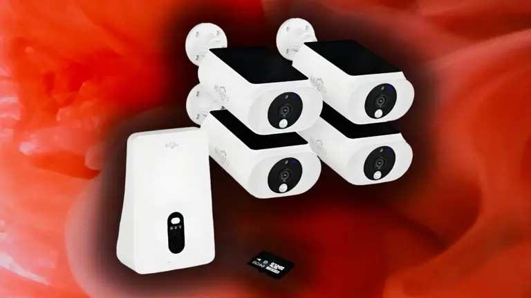 Kit de 4 cámaras de vigilancia solares con visión nocturna y más del 30 ...