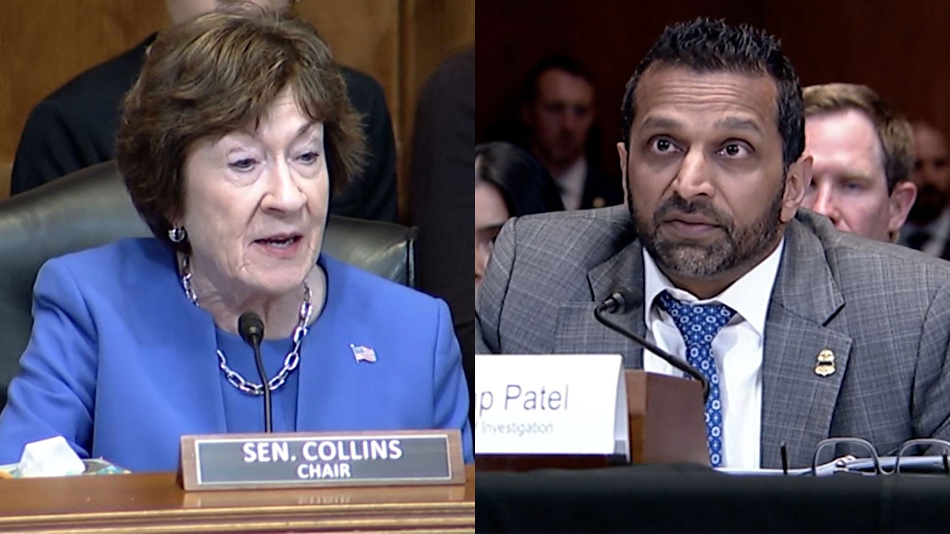 Sen. Susan Collins asks FBI Director Kash Patel about efforts to stop ...