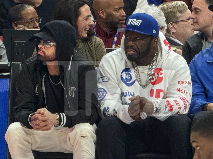 50 Cent & Eminem reunite courtside at Pistons-Cavs playoff game