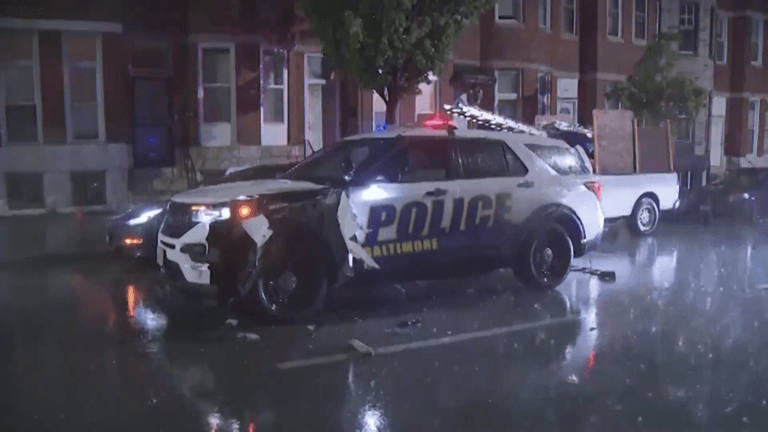 Several vehicles hit, 3 officers injured in west Baltimore police chase