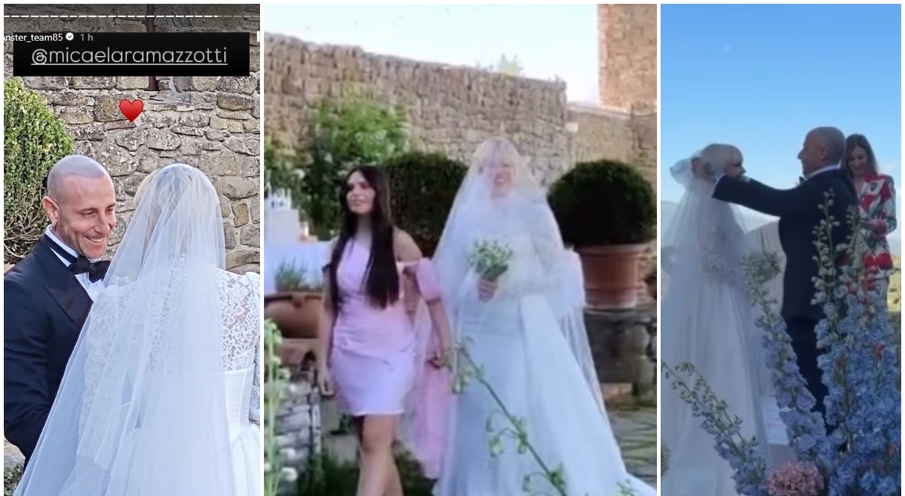 Micaela Ramazzotti, nozze da diva: tre cambi d'abito, la torta con il ...