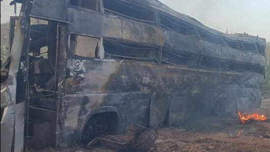 Four killed, 10 injured as bus-tanker collision triggers fire on ...