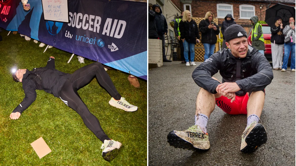 Olly Murs collapses after putting his body on the line for Soccer Aid