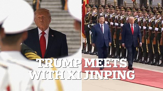 Presidents Trump and Xi Jinping shake hands before meeting