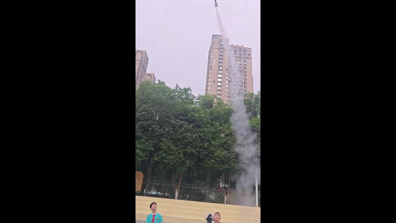Students test homemade rockets during school project in Shaanxi, China