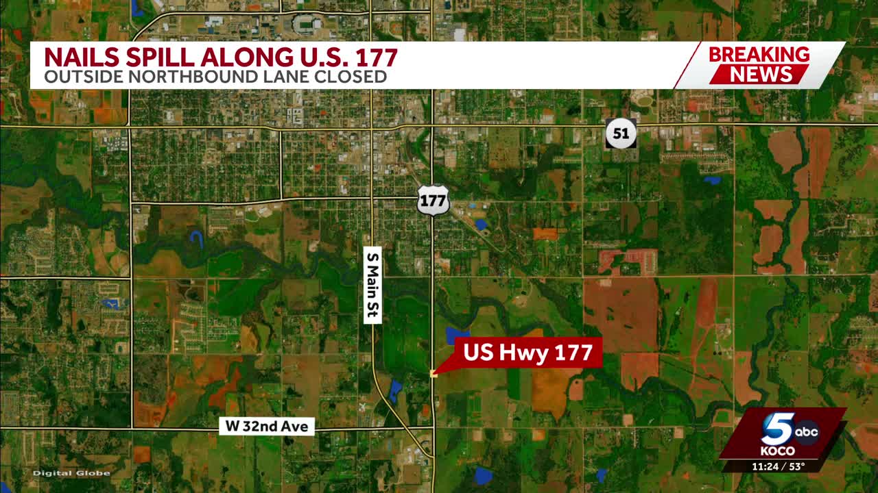 OHP: Nails spill on US 177 in Payne County, causing lane closure