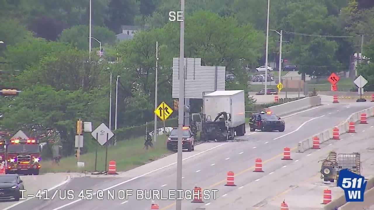 Northbound US 45 reopens after semi fire near Burleigh