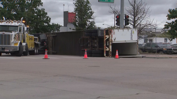 Colorado State Patrol investigates semi-truck rollover in Adams County