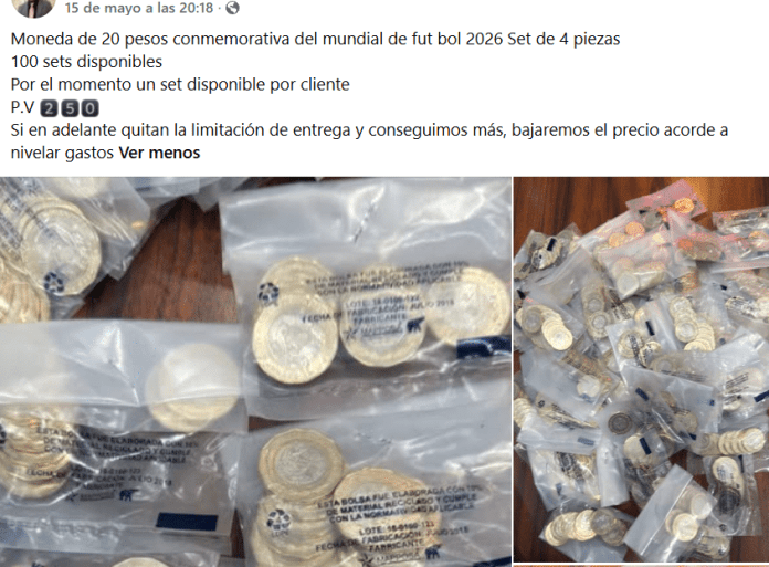 Monedas de 20 pesos del Mundial 2026 valen hasta miles de pesos