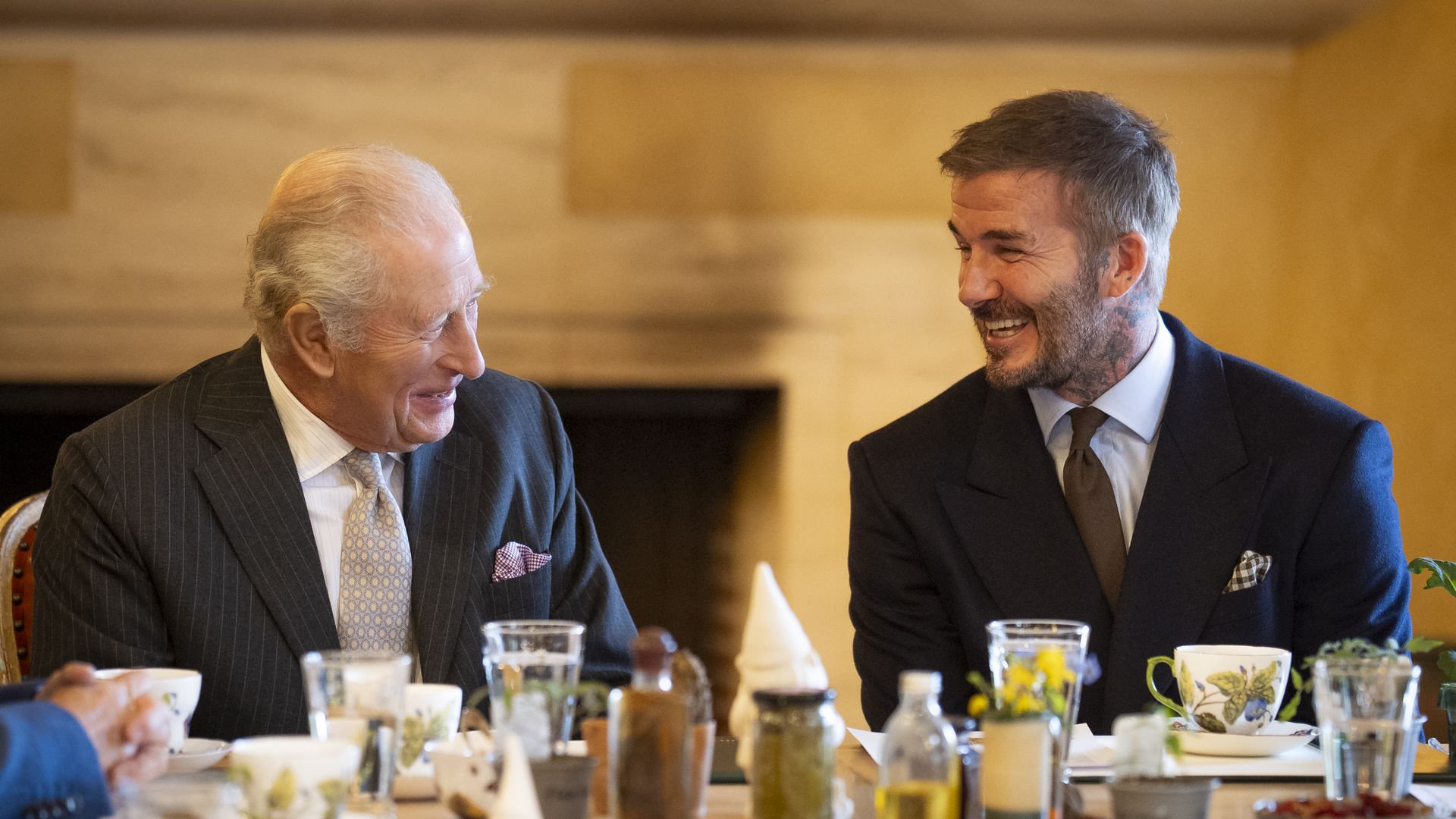 Harper's gift: David Beckham's rose meets King Charles at the Chelsea ...