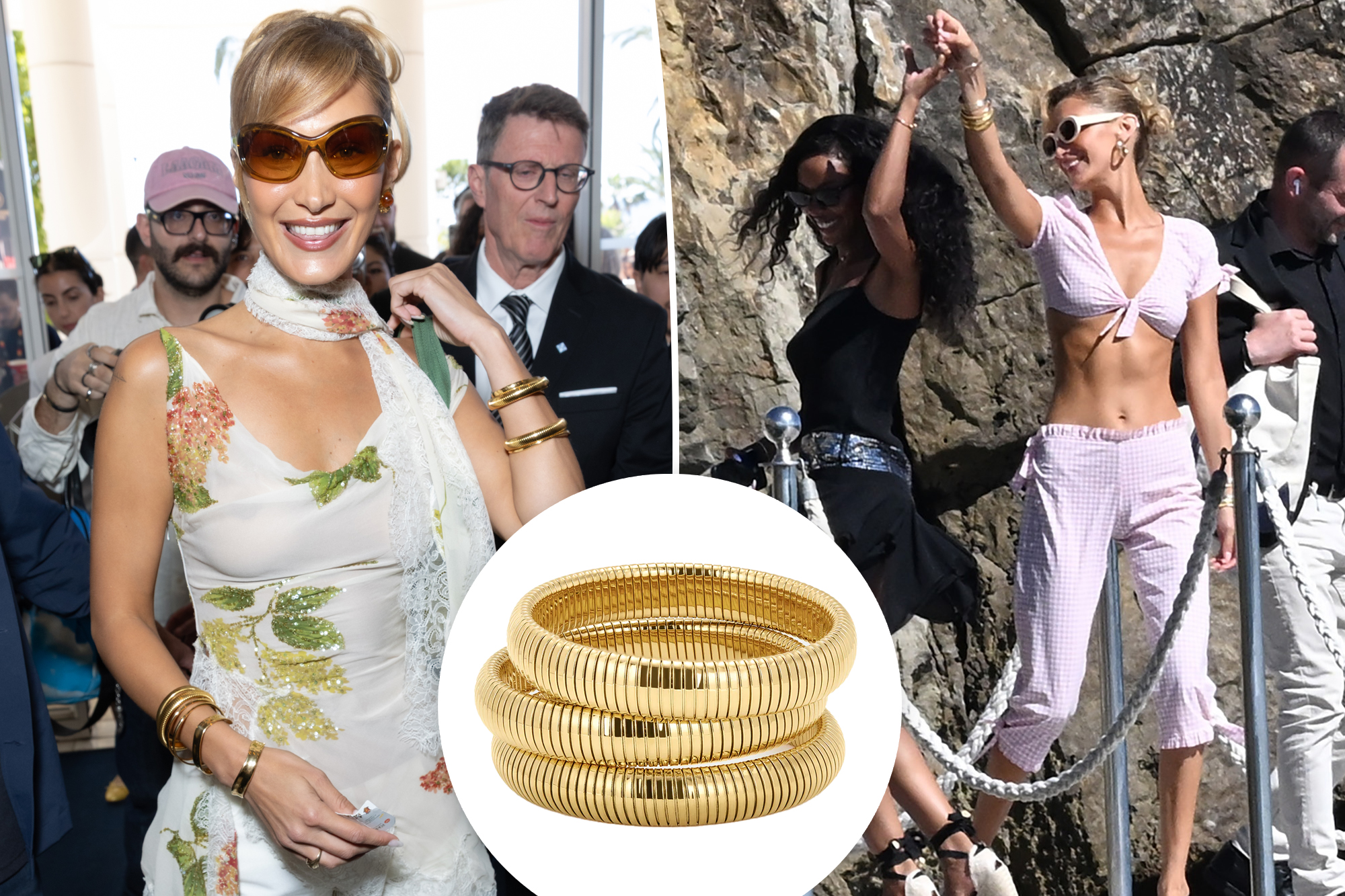 Bella Hadid’s Cannes bangle stack looks far more expensive than it is