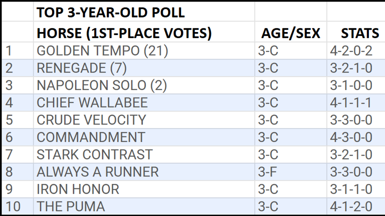 NTRA polls: Preakness score moves Napoleon Solo up