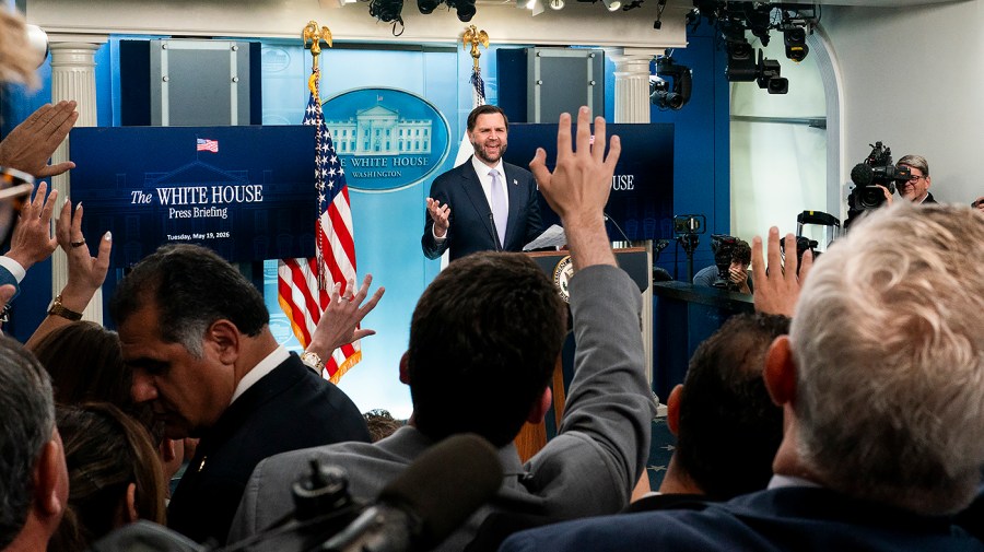 Vance follows Rubio’s raucous briefing with restrained performance