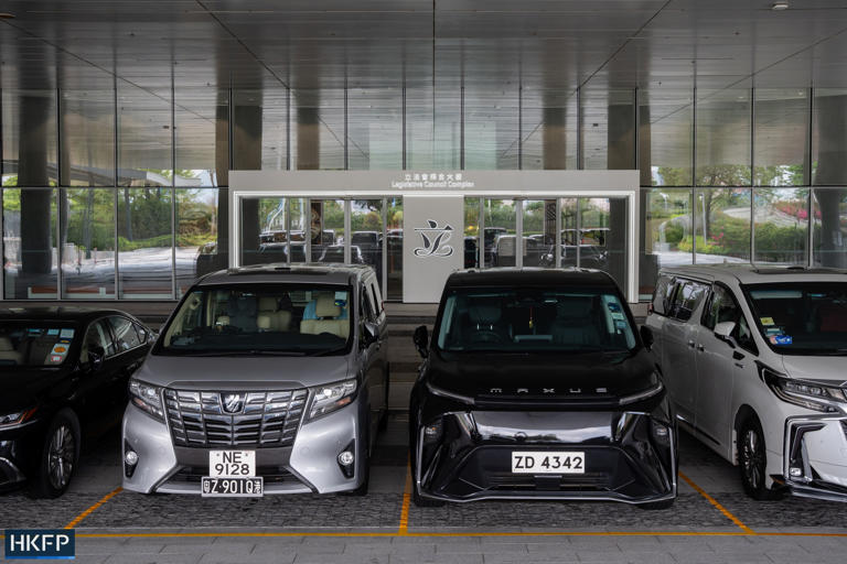 Designated protest area at Hong Kong legislature being used as car park