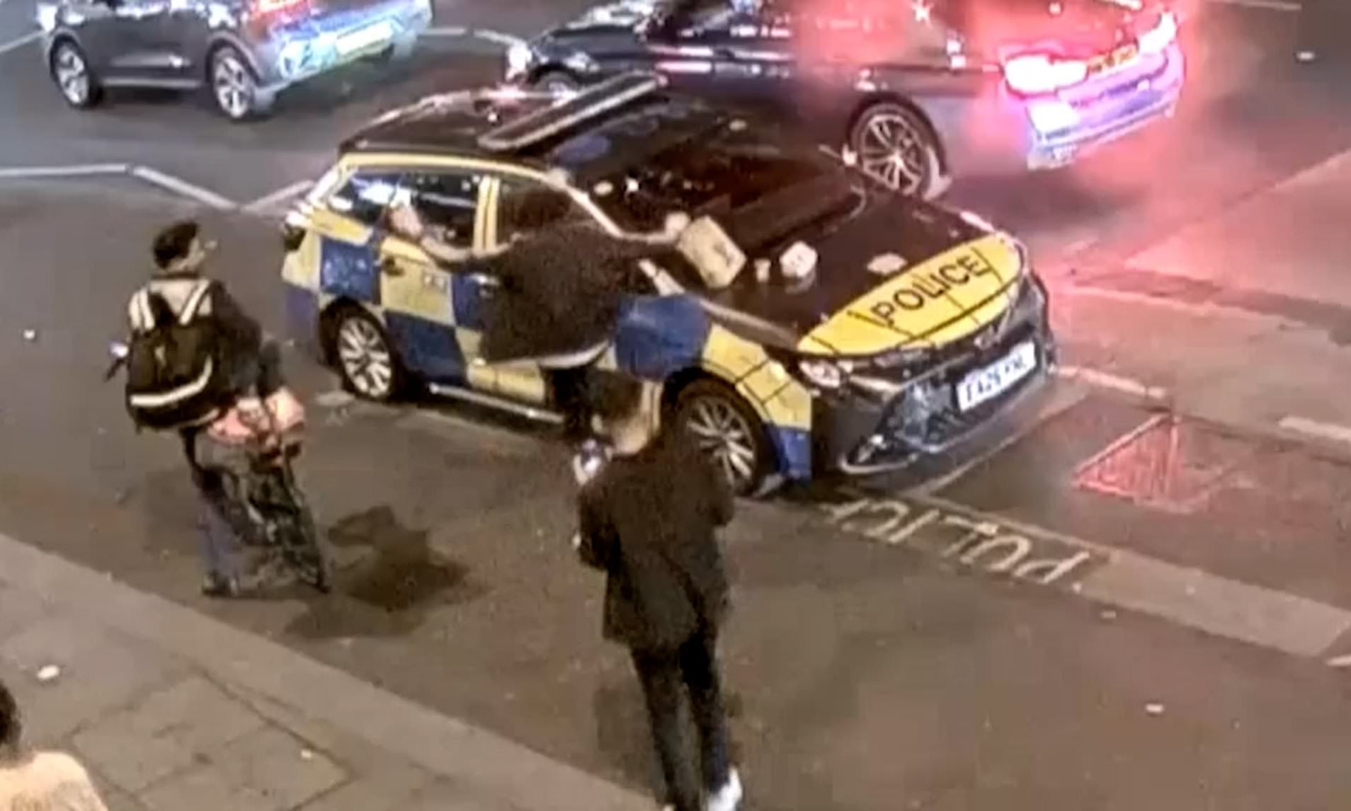 Man who scoffed takeaway off police car bonnet parked outside a station ...