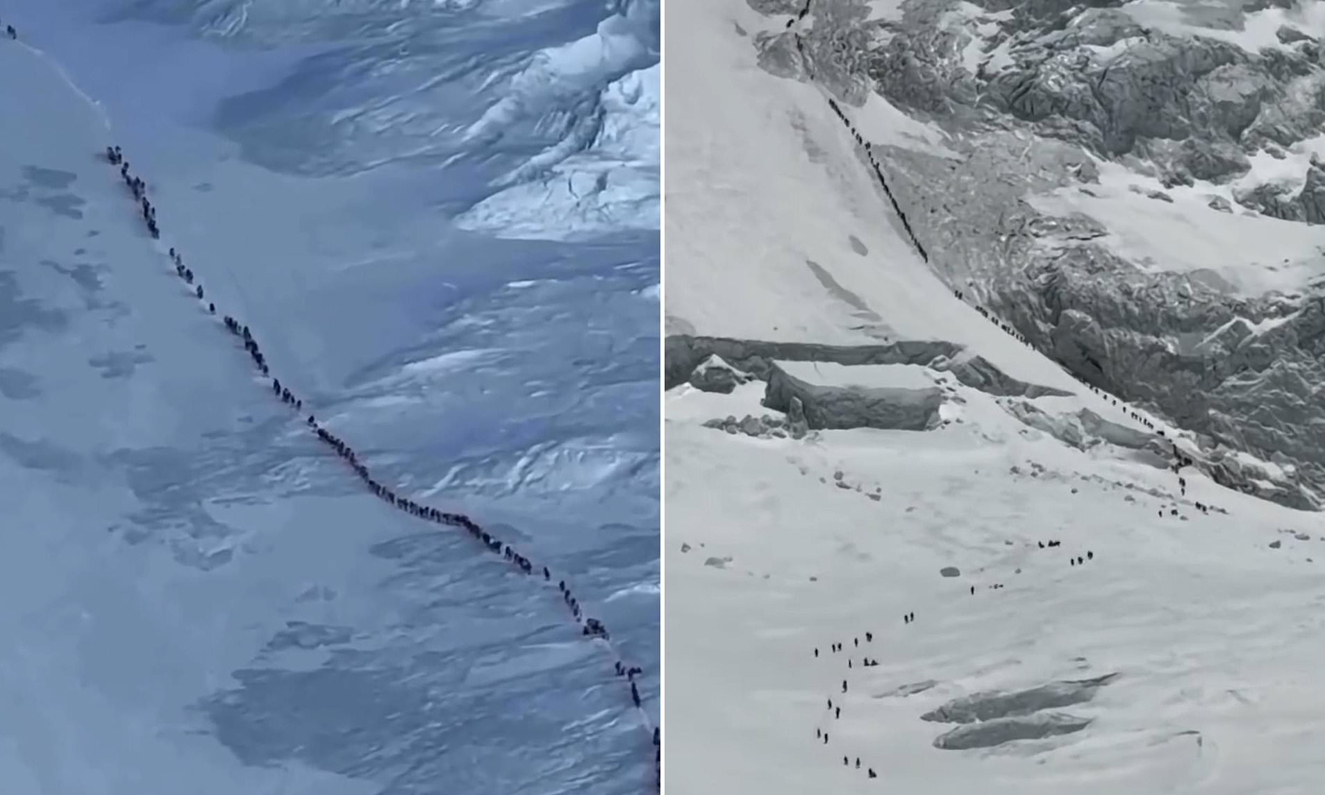 Queues to climb Everest stretch as far as the eye can see as peak ...