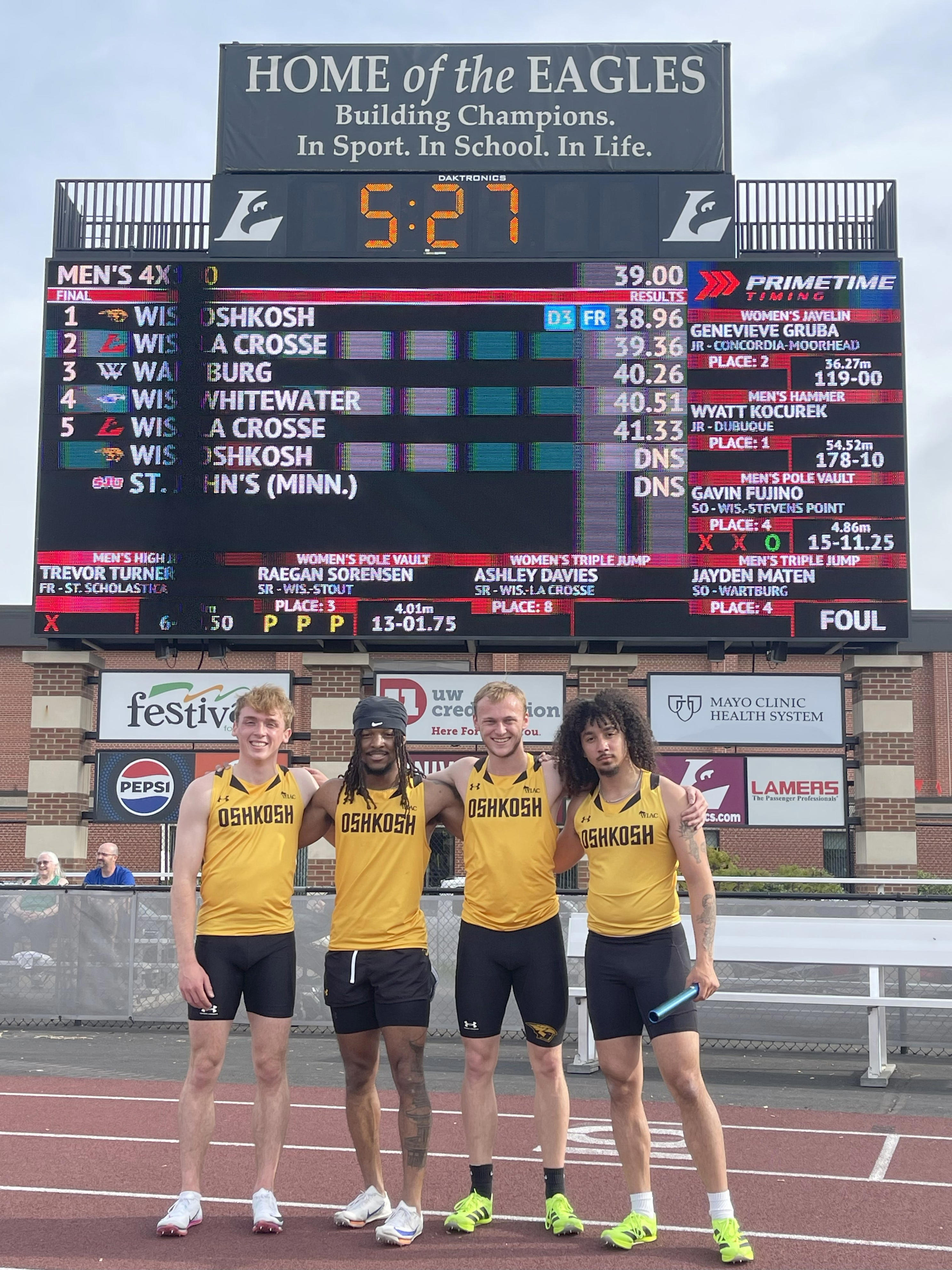 UW-Oshkosh 4x100 relay team sets NCAA Division III record