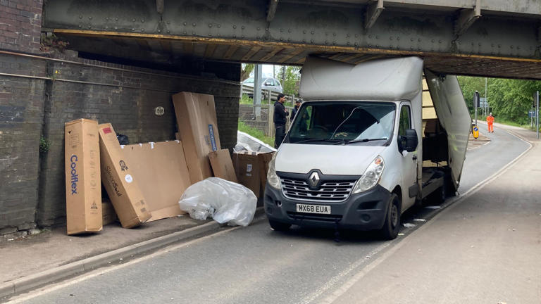 Van hits railway bridge a day after tractor strike