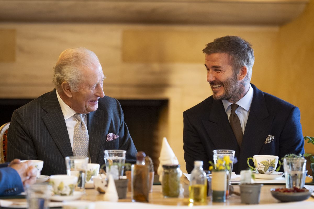 Harper's gift: David Beckham's rose meets King Charles at the Chelsea ...