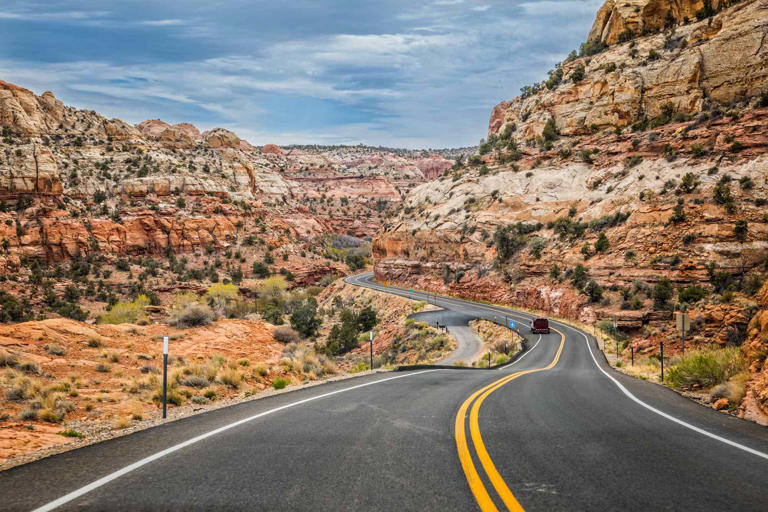 This 122-mile road is one of the country’s most scenic drives, with red ...