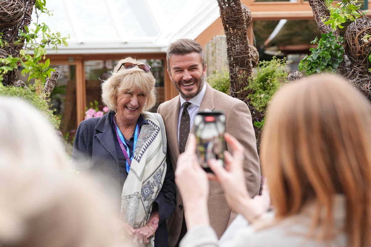 Harper's gift: David Beckham's rose meets King Charles at the Chelsea ...