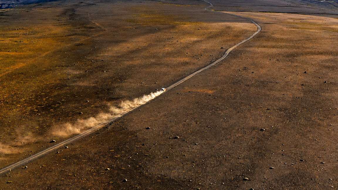 Adventure journey through expansive dry terrain