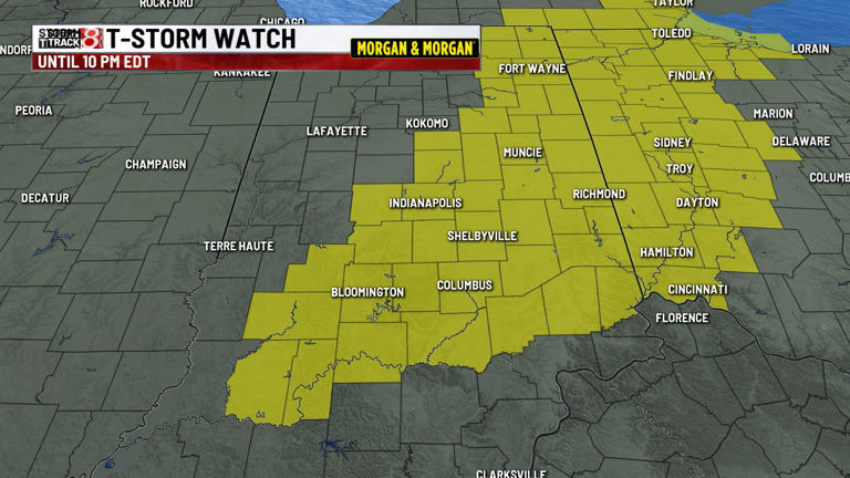 Severe thunderstorm watch for Indianapolis, 42 Indiana counties