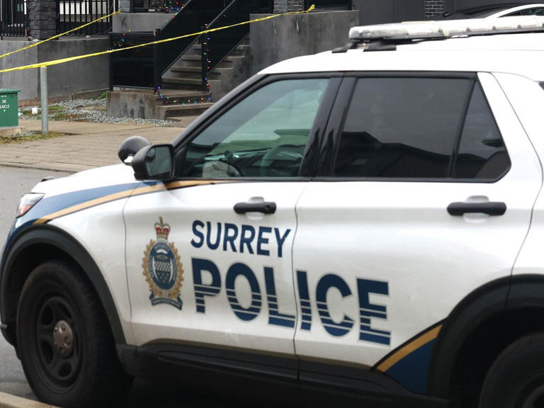 Man dies after being shot in Surrey, crashing into power pole