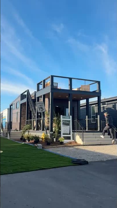 Touring a 399 sq ft tiny prefab cabin with a roof deck! #hometour