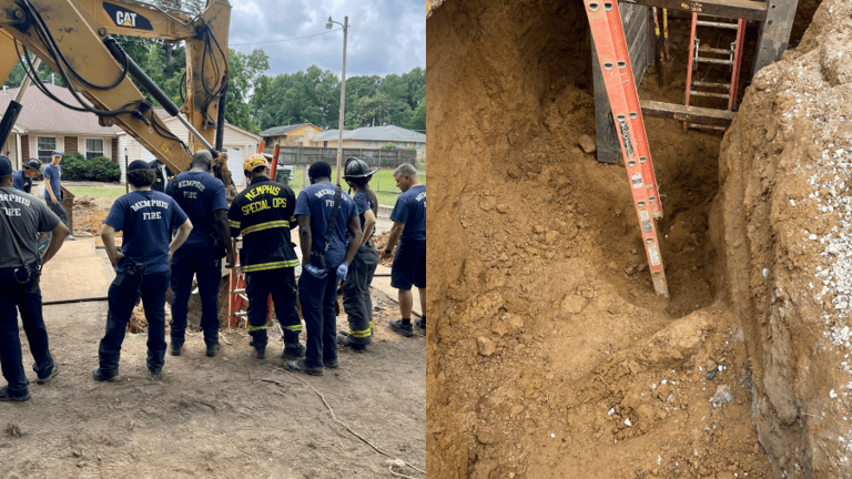 City employee buried up to neck in trench rescued