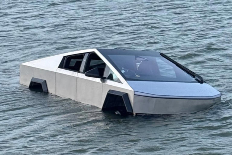 Cybertruck driver arrested after driving into lake, police say