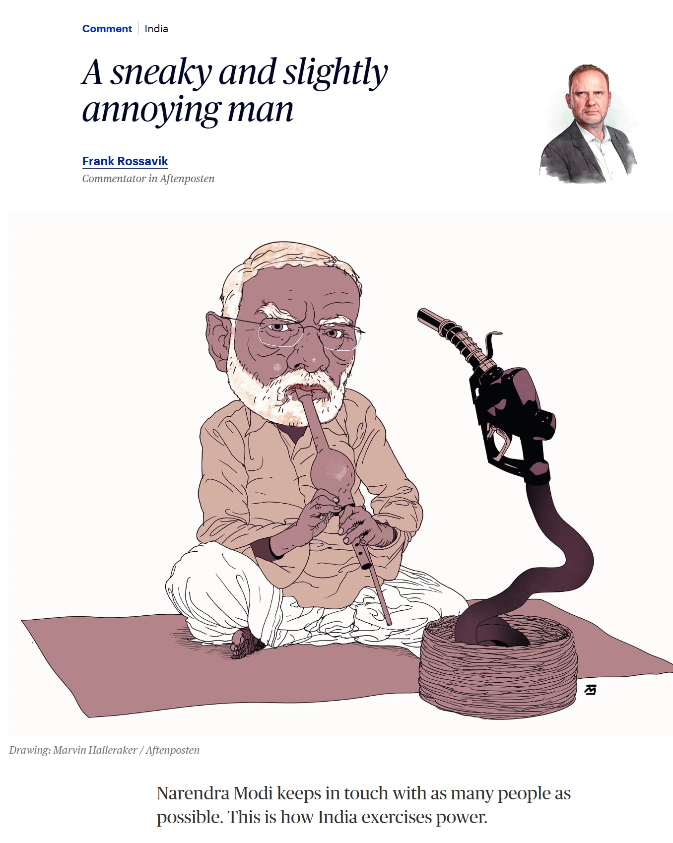 Norway Newspaper Sparks Row With Cartoon Of Pm Modi As Snake Charmer