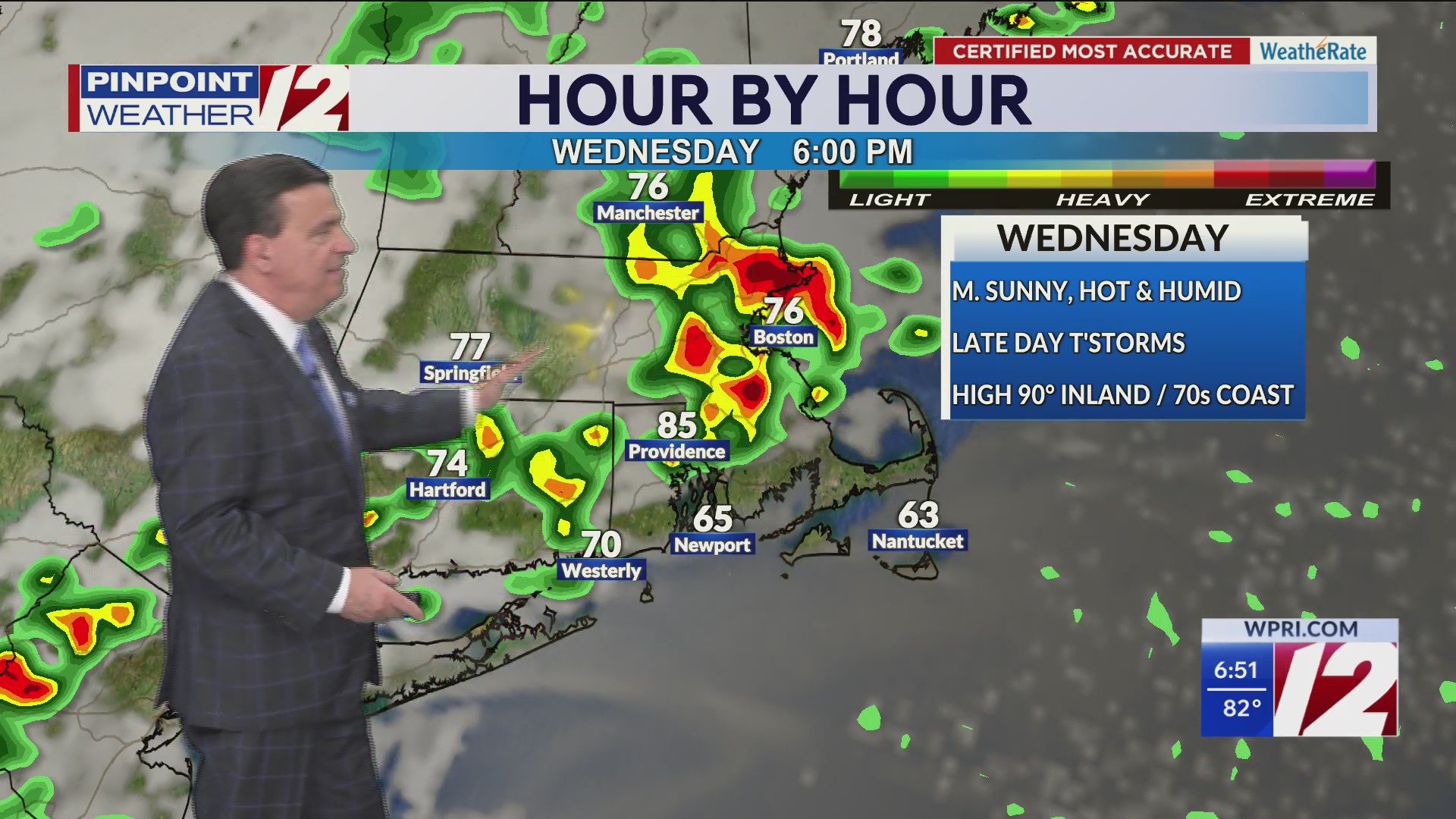 WPRI 12 weather forecast 5/19/26 hot again Wednesday