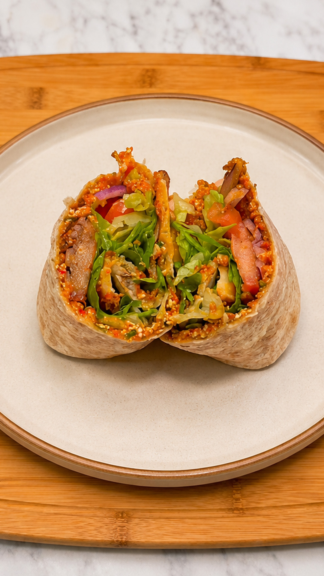 Crispy vegan lahmacun with delicious plant-based filling