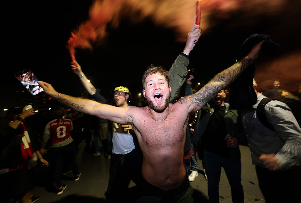 Wild scenes at the Emirates as Arsenal fans celebrate Premier League title