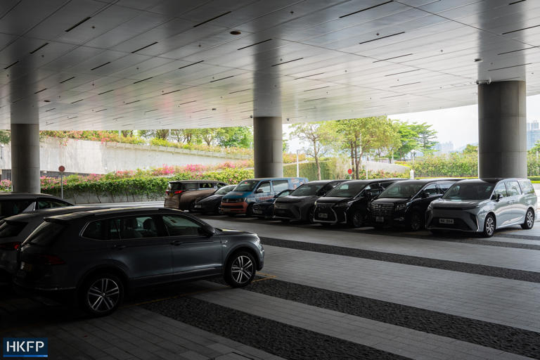 Designated protest area at Hong Kong legislature being used as car park