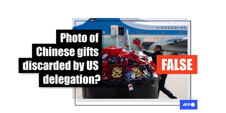 Image of bin full of Chinese gifts thrown away by US officials, media ...