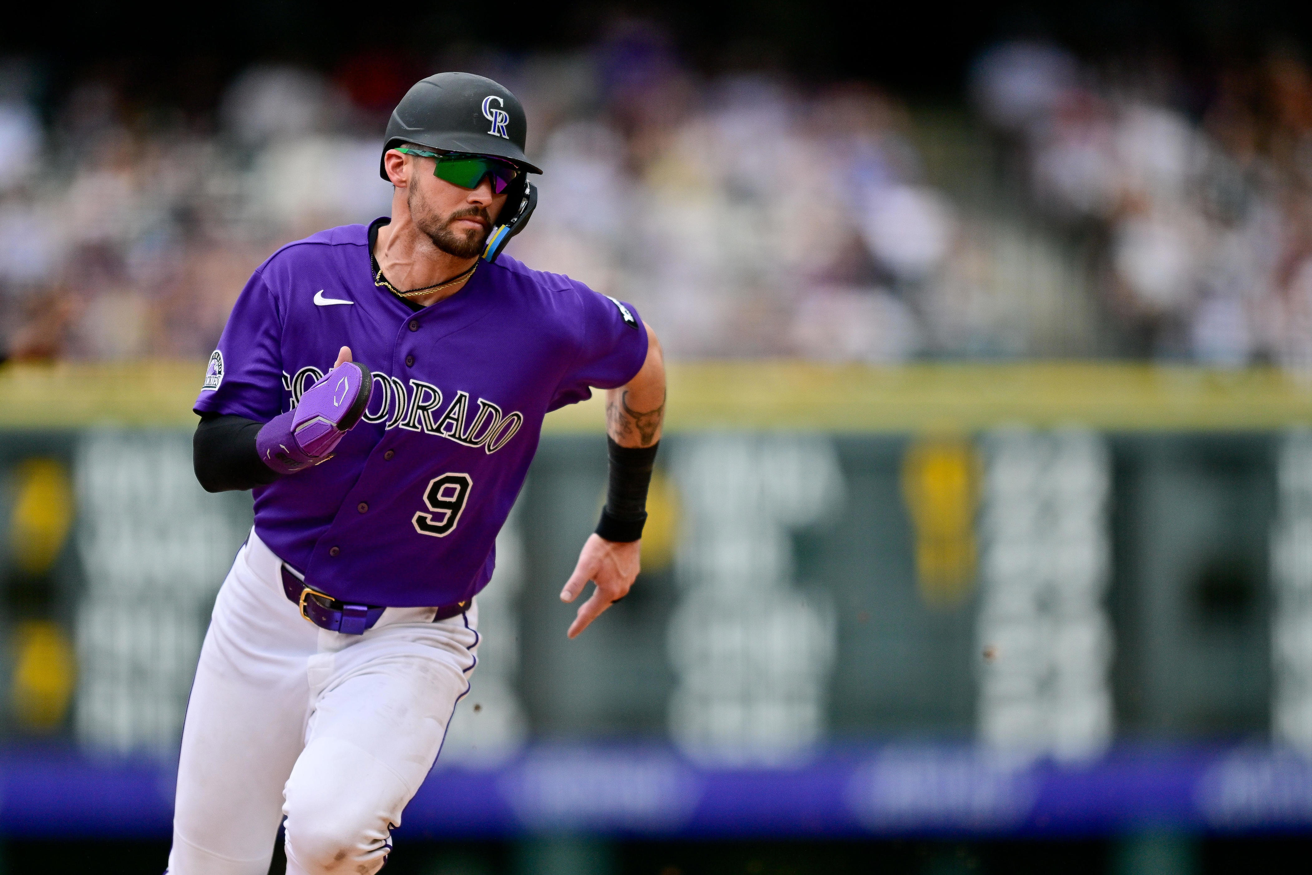 Brenton Doyle leaves Rockies-Rangers game