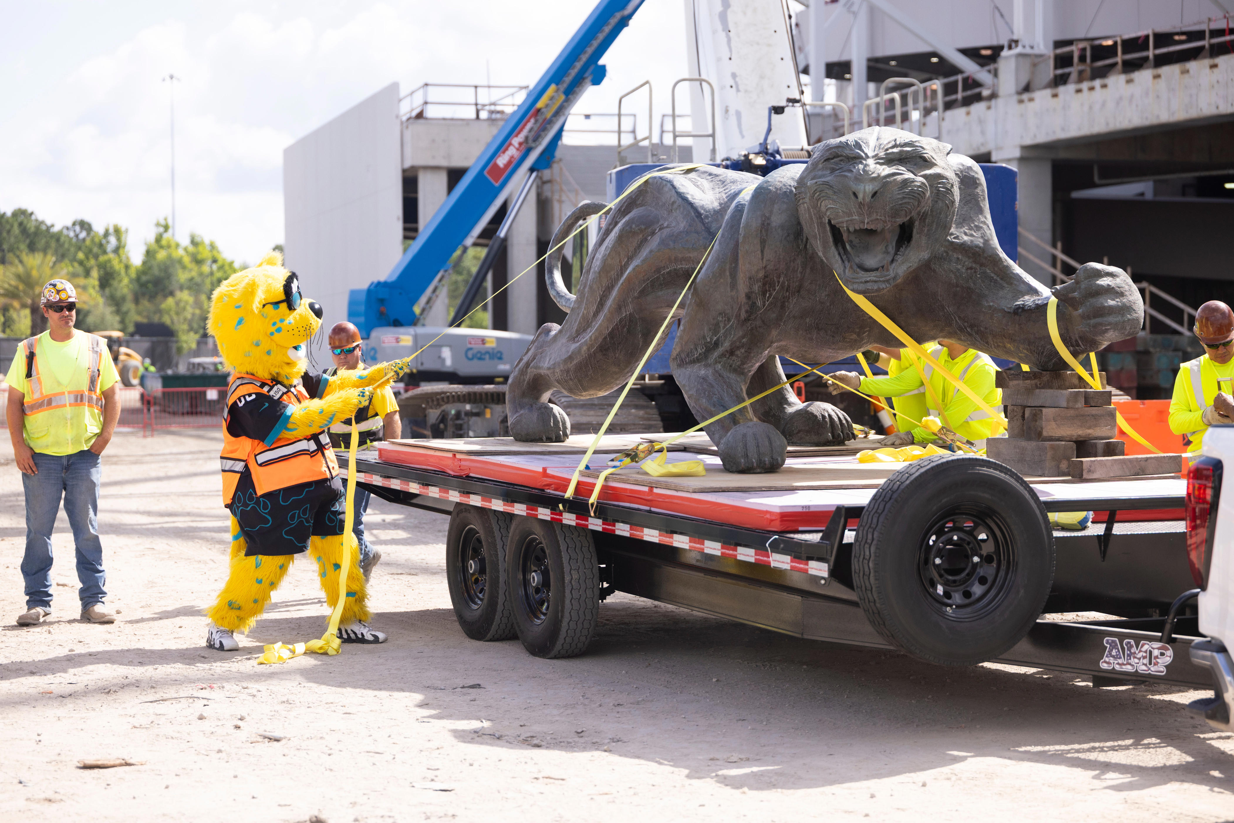 Jacksonville Jaguars 'Touchdown' statue moved for stadium renovations