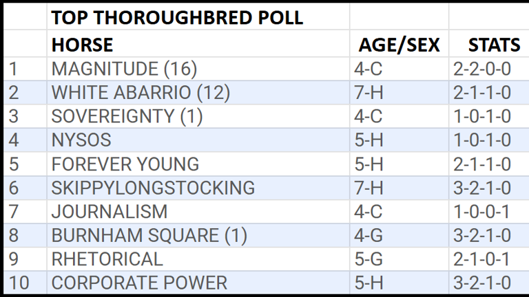 NTRA polls: Preakness score moves Napoleon Solo up