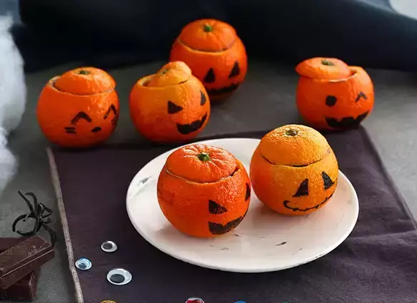 Clémentines d'Halloween et sa mousse au chocolat
