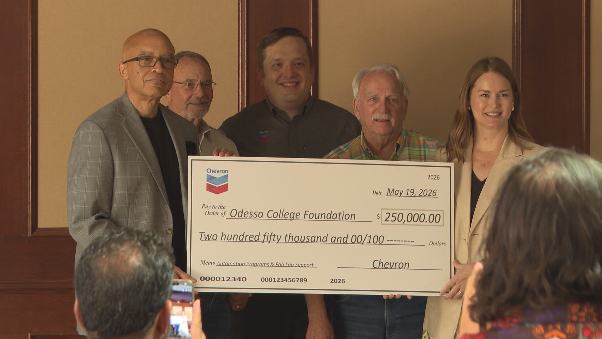 Chevron grants $250,000 to Odessa College for automation programs