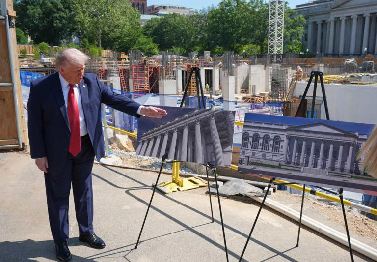 Trump says WH ballroom progressing well as he blasts 'serial plaintiff ...